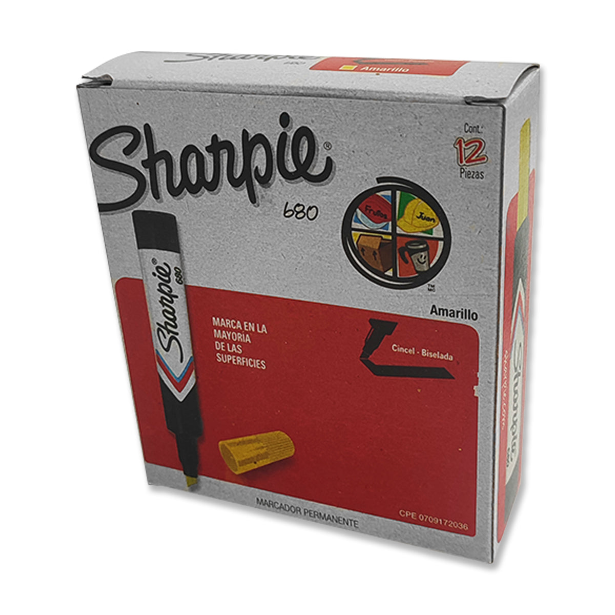 Marcador Permanente Sharpie 680 color Amarillo 12 Unidades – Mas Papel