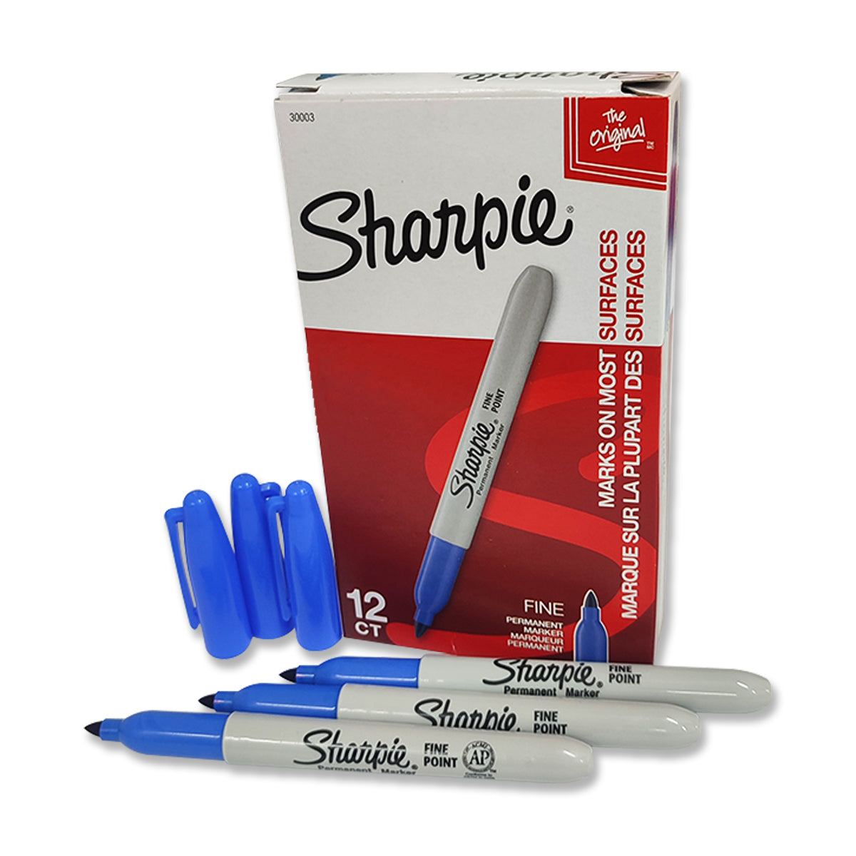 Marcador Permanente Punta Fina Shapie Color Azul 12 Unidades – Mas Papel