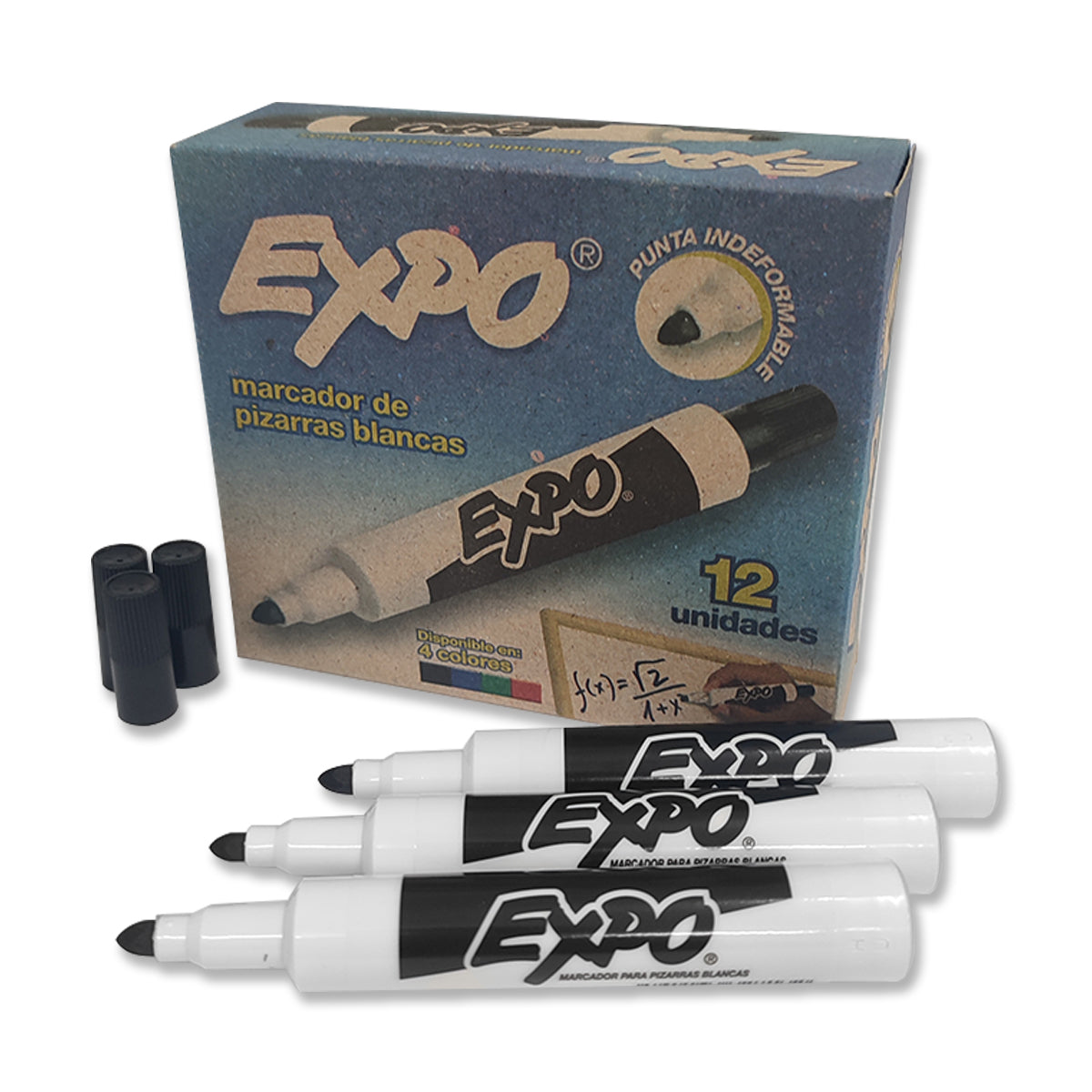 Marcador de Pizarra Expo Color Negro 12 Unidades – Mas Papel
