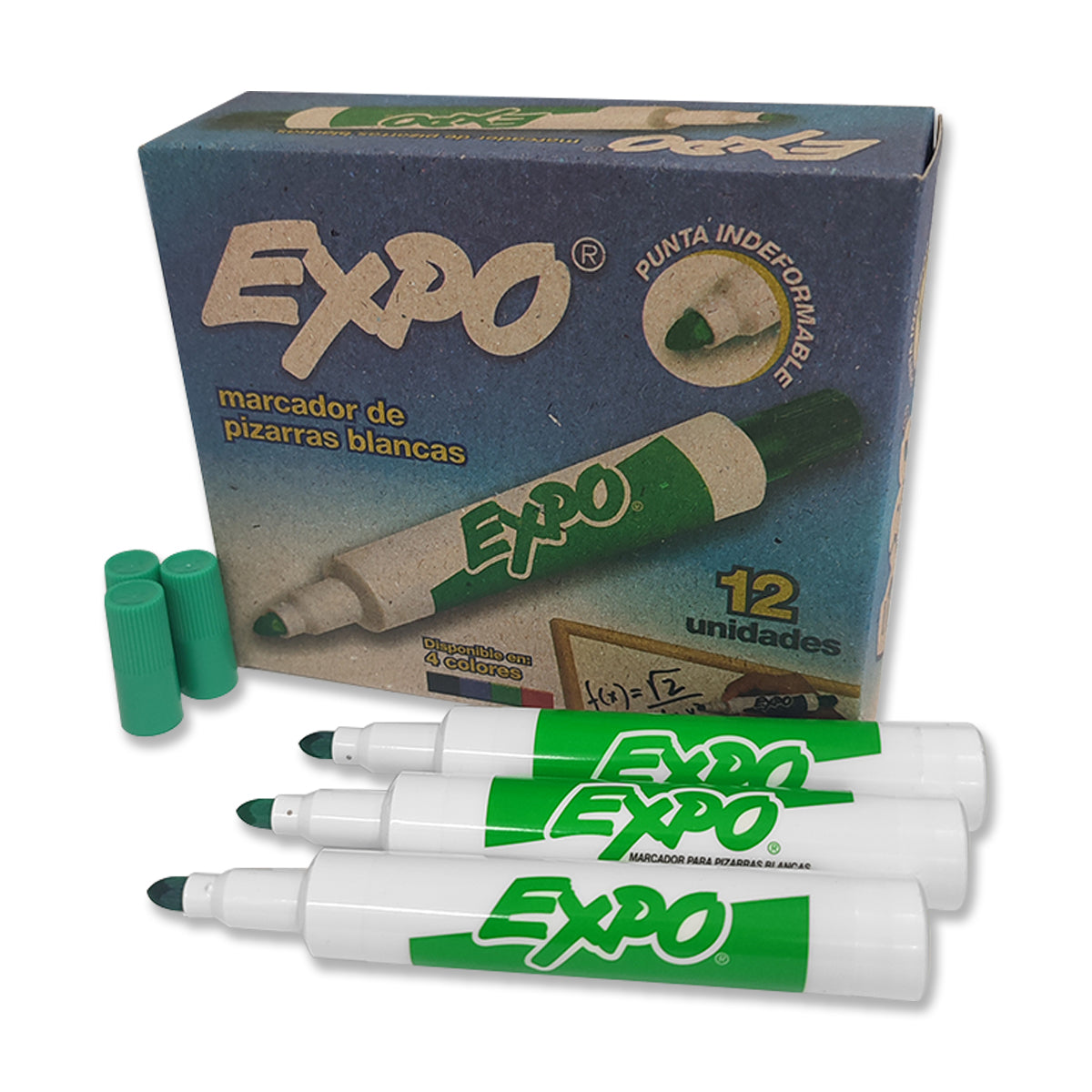 Marcador de Pizarra Expo Color Verde 12 Unidades – Mas Papel