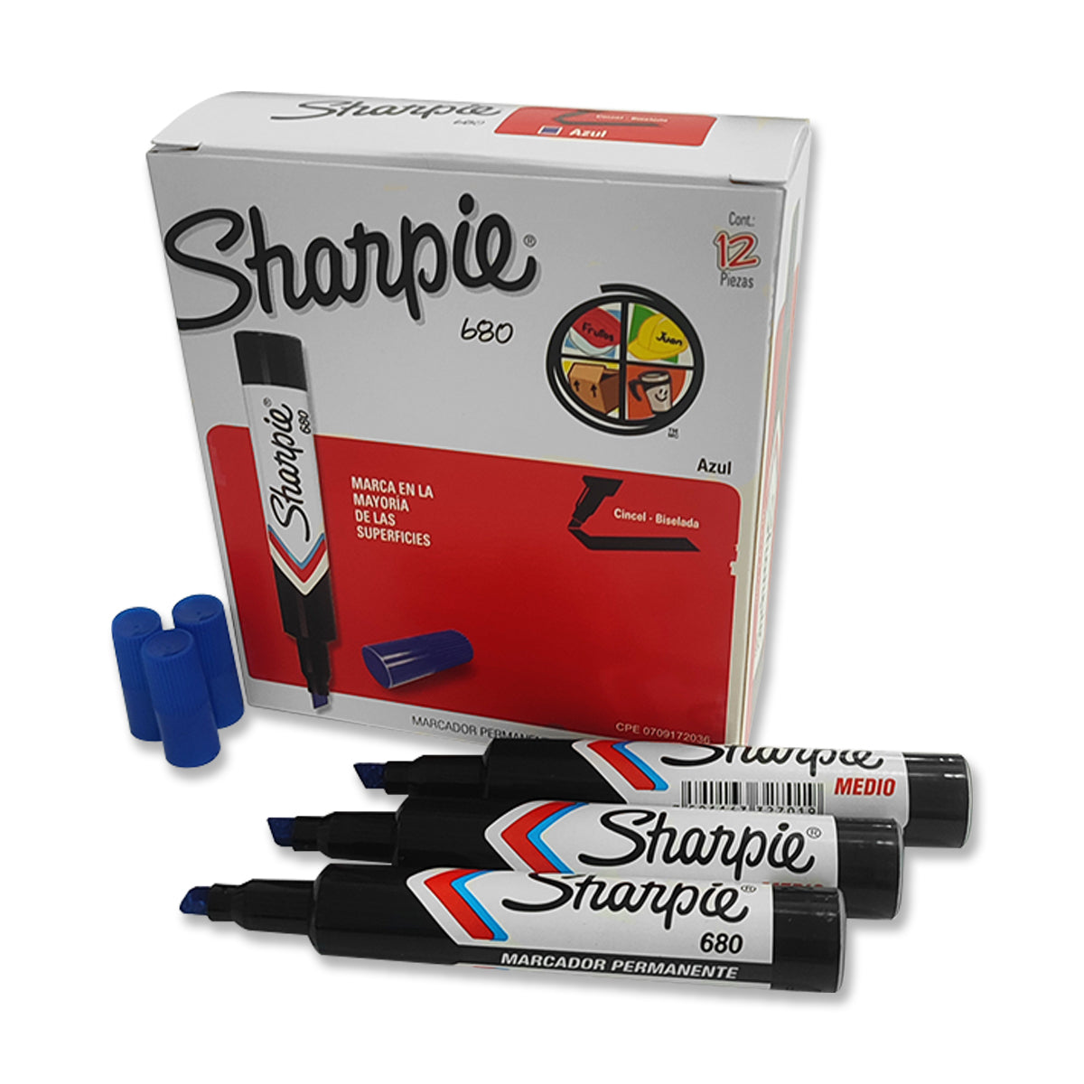 Marcador Permanente Sharpie 680 color Azul 12 Unidades – Mas Papel