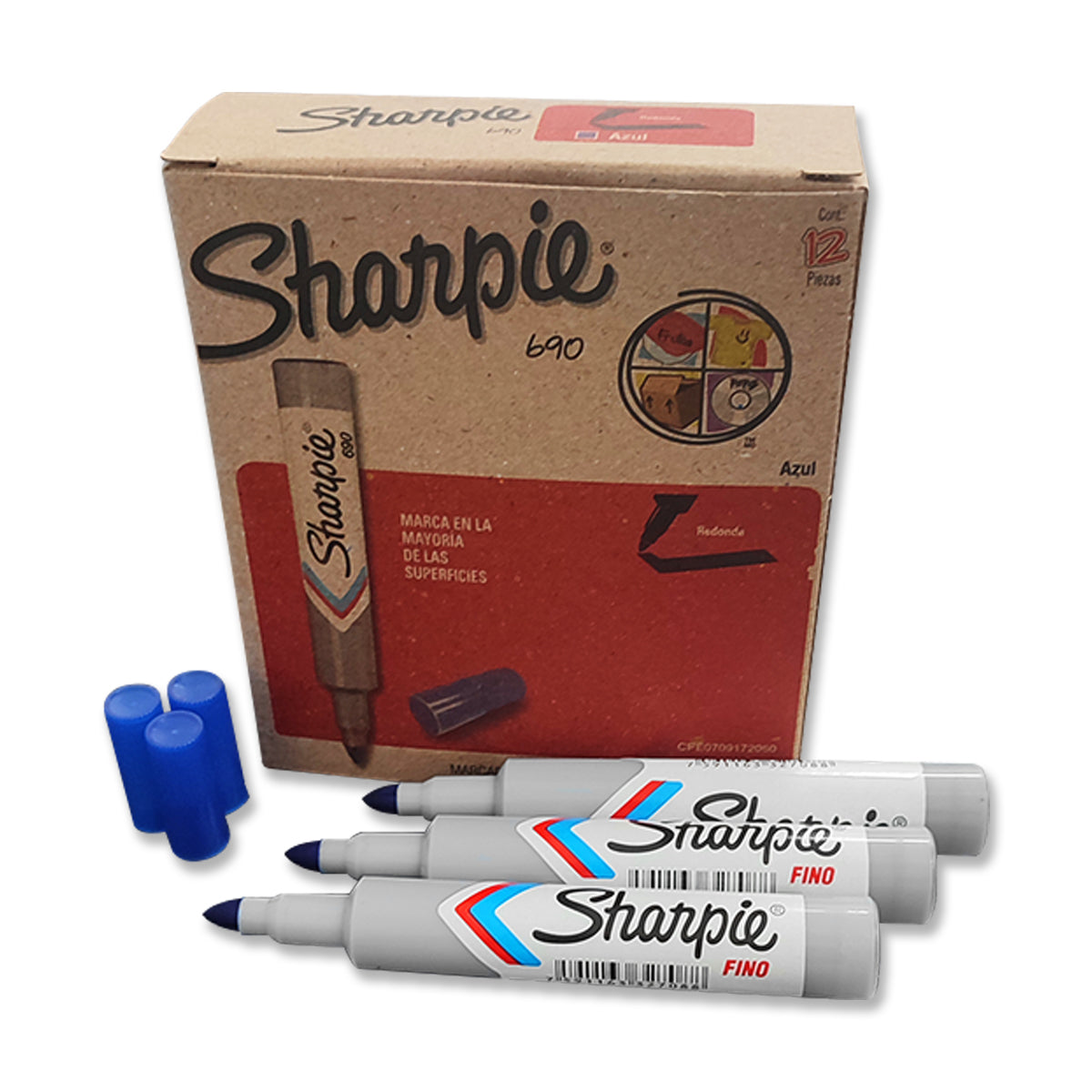 Marcador Permanente Sharpie 690 color Azul 12 Unidades – Mas Papel